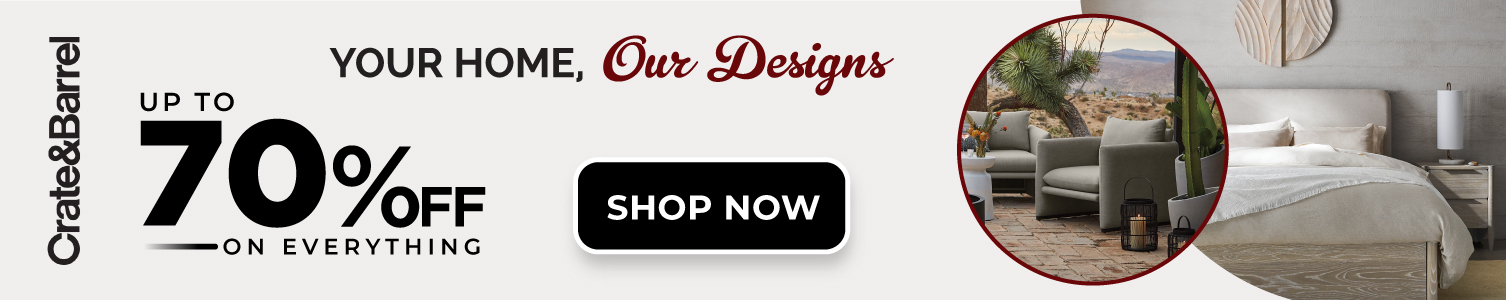 Crate and Barrel Coupons | 70% Off Promo Codes | September 2025